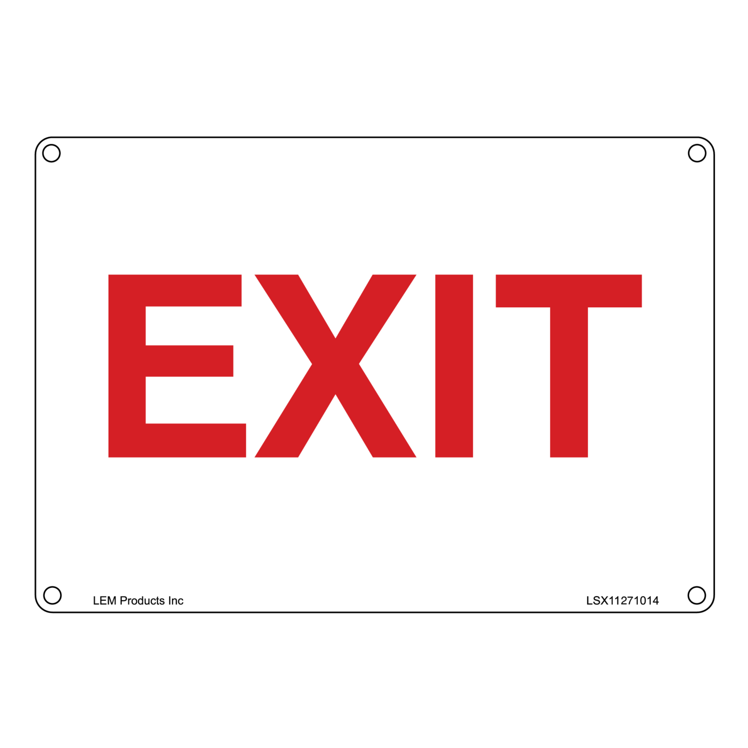 Solar Grade Polycarbonate sign - EXIT, 7" X 10" - LEM